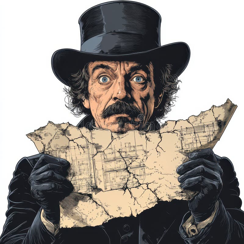 Evil Genius Holding Broken Blueprint with Defeated Expression Stock ...