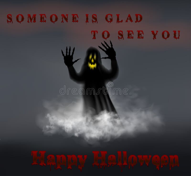 Evil Ghost Inside the Realistic Smoke Clouds. Stock Vector ...