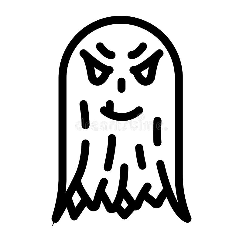 Cute Ghost Line Icon Vector Illustration Stock Vector - Illustration of ...