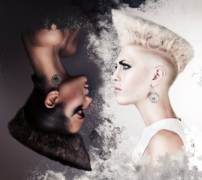 Evil and good beautiful stock photo. Image of devil, female - 36861266