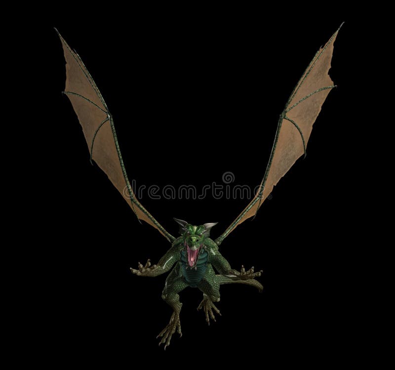 Evil green flying dragon stock illustration. Illustration of animal ...