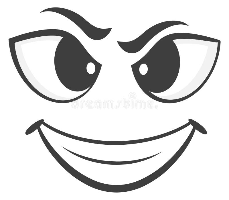 Evil Grin Expression on Comic Face. Cartoon Emotion Stock Vector ...