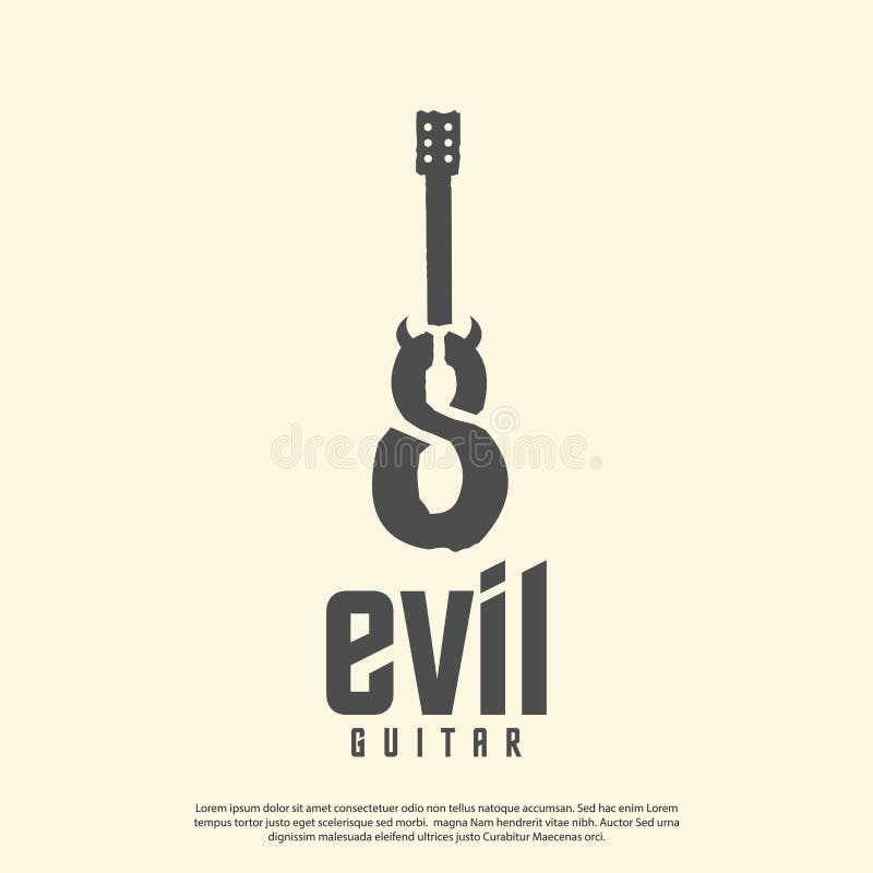 Evil Guitar Logo Vector Vintage Modern Minimalist Stock Vector ...