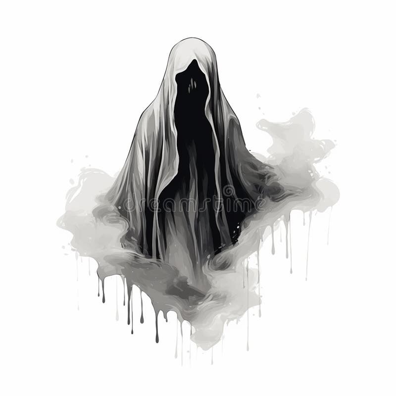 Evil Hand-Drawn Halloween Ghost Stock Illustration - Illustration of ...