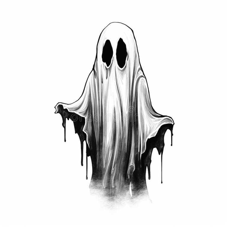 Evil Hand-Drawn Halloween Ghost Stock Illustration - Illustration of ...