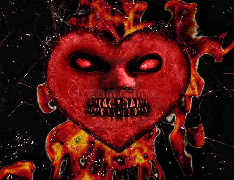 Evil Heart on Fire Illustration Stock Illustration - Illustration of ...