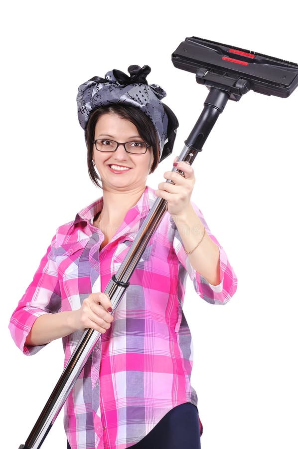 Evil Housewife Holding Vacuum Cleaner Stock Image - Image of person ...