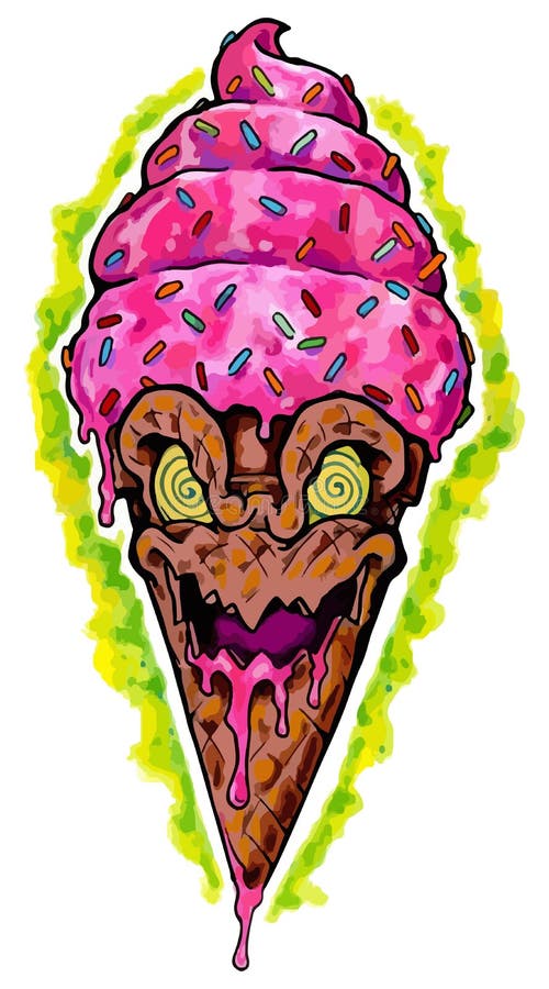 Evil Ice Cream. Set of Labels and Elements. Vector Set Illustration ...