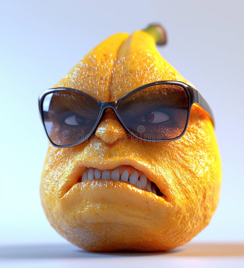 Evil Lemon with Human Face in Sunglasses Stock Illustration ...