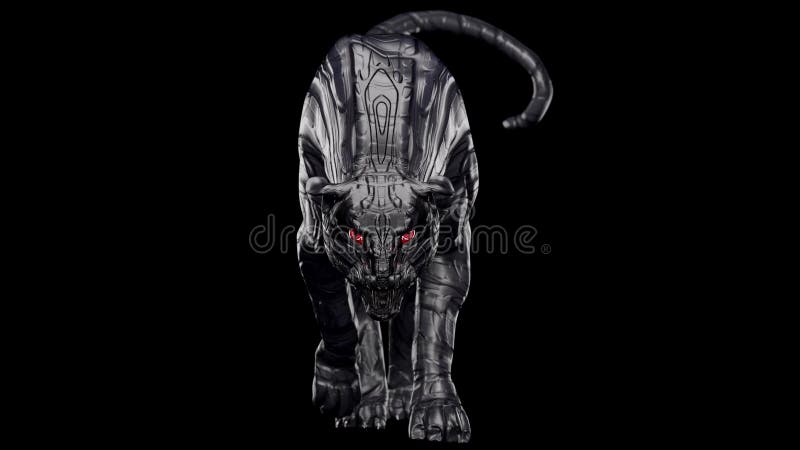 Evil Looking Cyborg Black Panther with Red Glowing Eyes Stock Video ...
