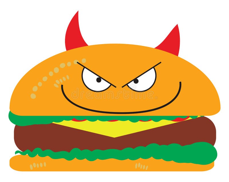 Evil Looking Hamburger, Illustration, Vector Stock Vector ...