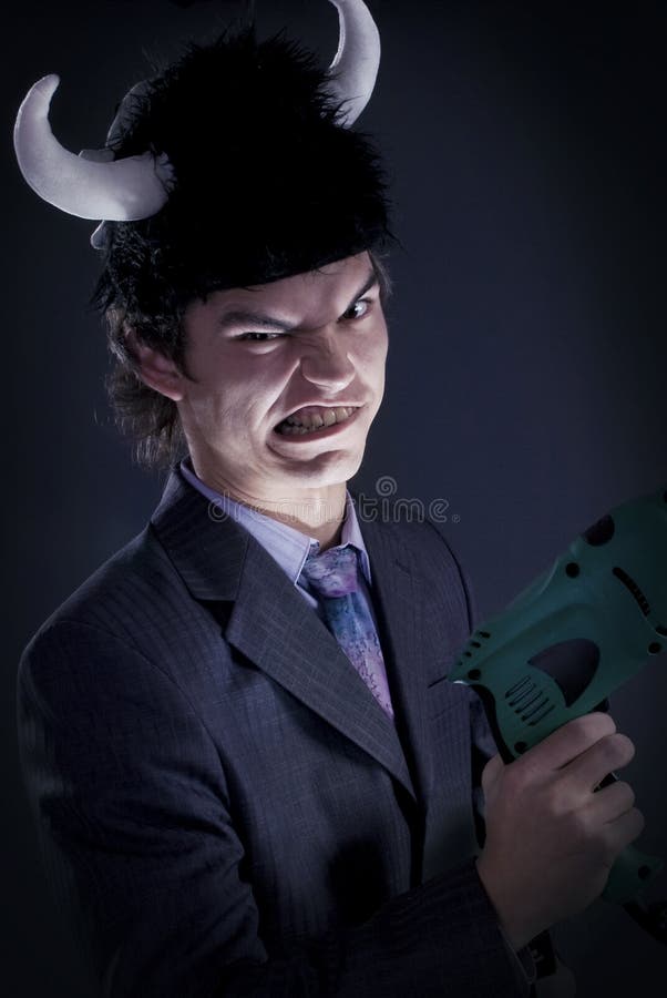 Evil man stock photo. Image of carnival, hand, mouth - 12907076