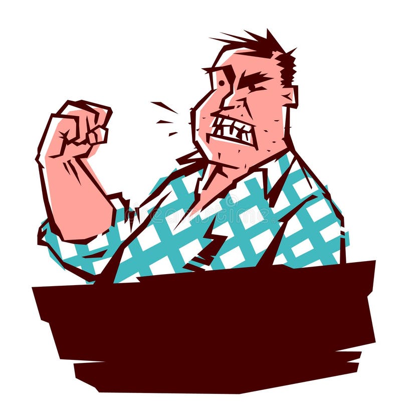 An Evil Man is Threatening with His Fist. Vector Image in Comic Style ...