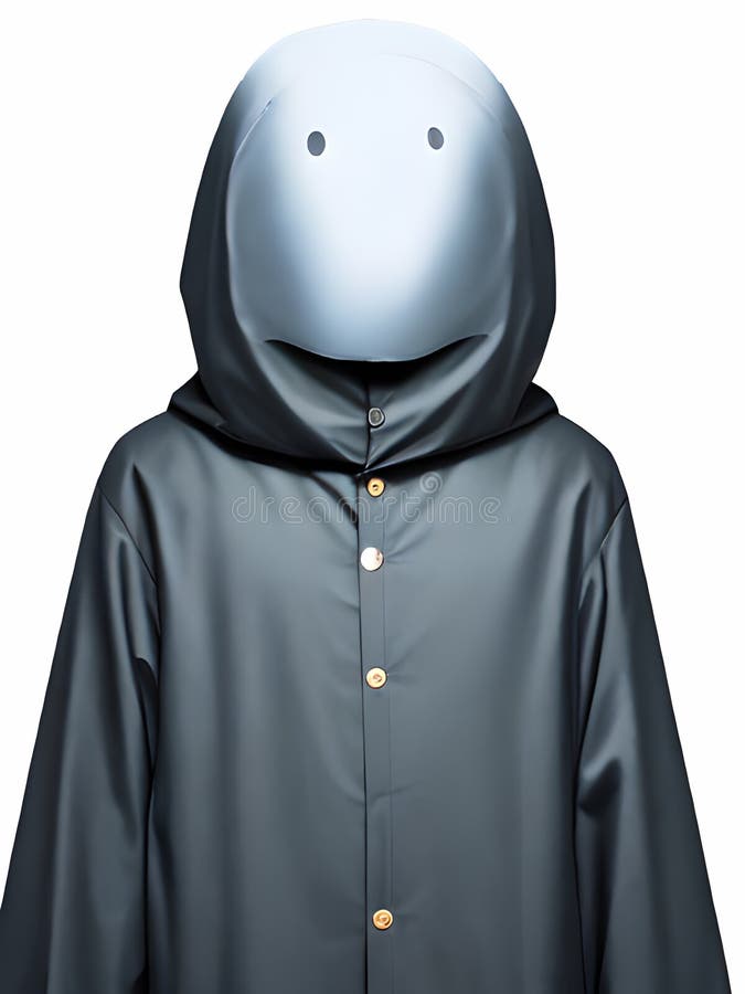 Evil Man Wearing Mask and Hood on White Background, Ai Generated Stock ...