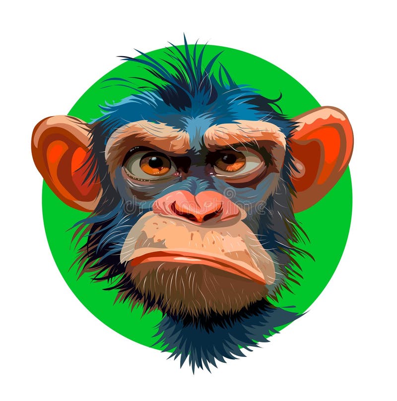 Evil Monkey Head on a Green Circle Background Stock Illustration ...