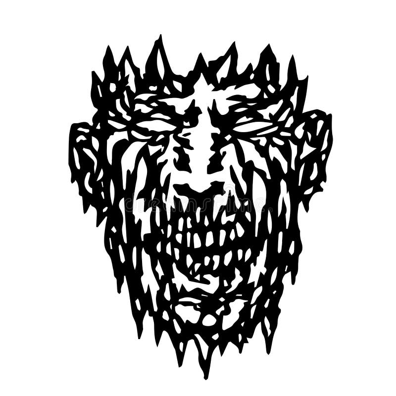 Evil Monster Face. Vector Illustration. Stock Vector - Illustration of ...