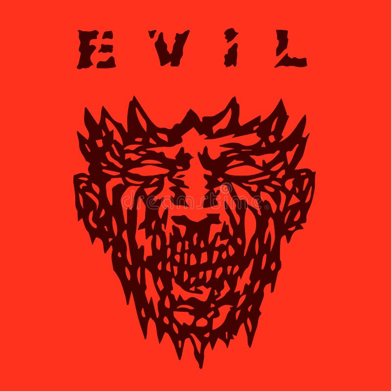 Evil Monster Face. Vector Illustration. Stock Vector - Illustration of ...
