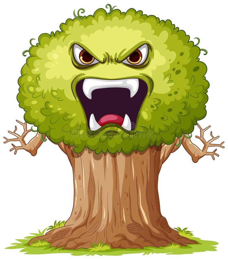 An Evil Monster Tree Cartoon Stock Vector - Illustration of vector ...