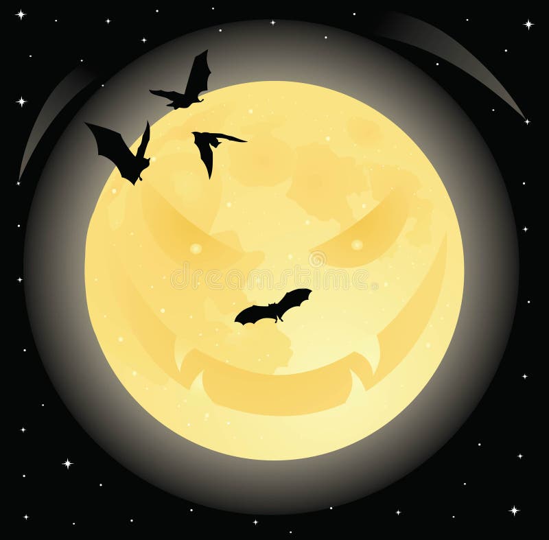 Evil Moon stock illustration. Illustration of bats, magic - 3091141