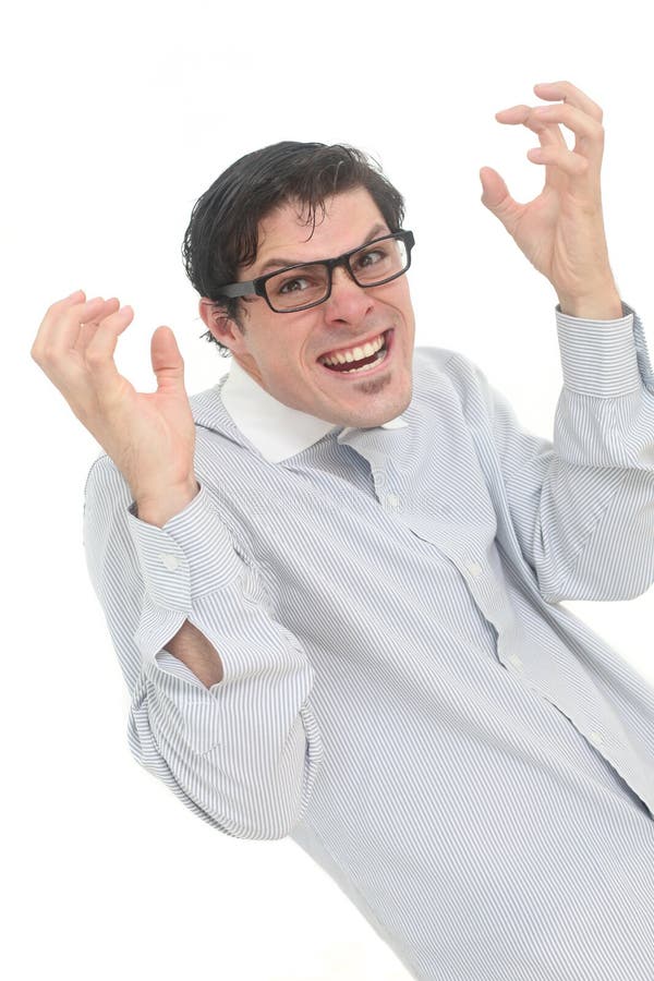 Evil Angry Nerd with Glasses Stock Photo - Image of funny, professor ...