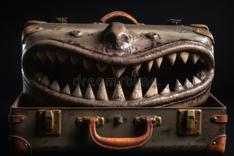 A Evil Old Open Suitcase with Eyes and Sharp Teeth Created with ...