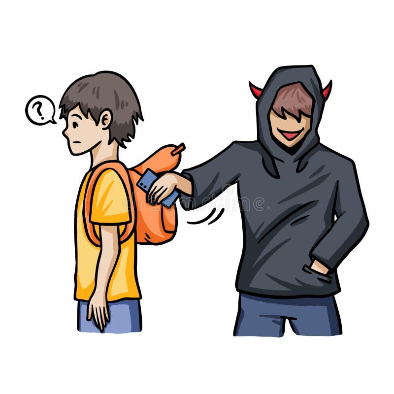 Pickpocket Stealing Phone Colorful Vector Drawing Stock Vector ...