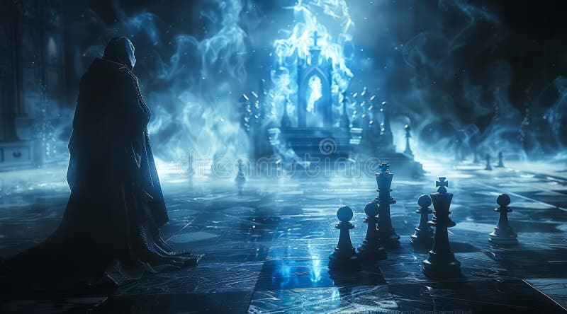 The Evil Queen Stands in Front of Castle with Chess Pieces on ...