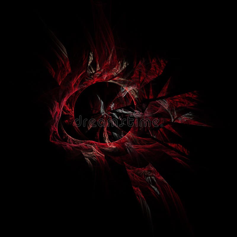 Fractal Colorful Silk Wave Demon, Creature with Wings on Black Color ...