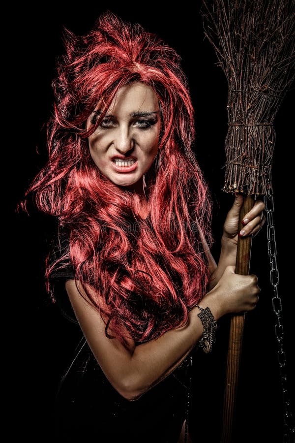 Red Hair Witch Flying Broom Stock Photos - Free & Royalty-Free Stock ...