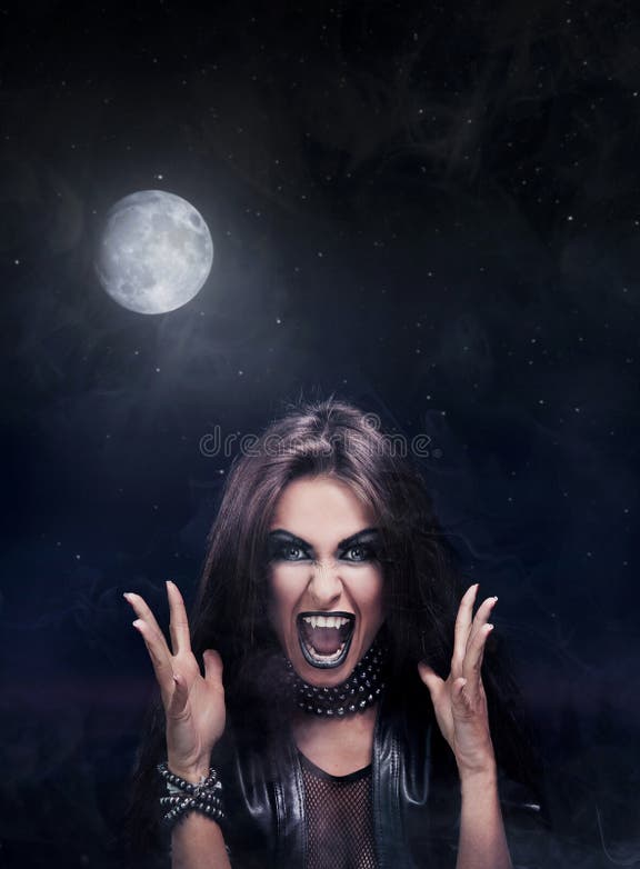 Evil rock-star woman stock photo. Image of hand, fear - 13528112