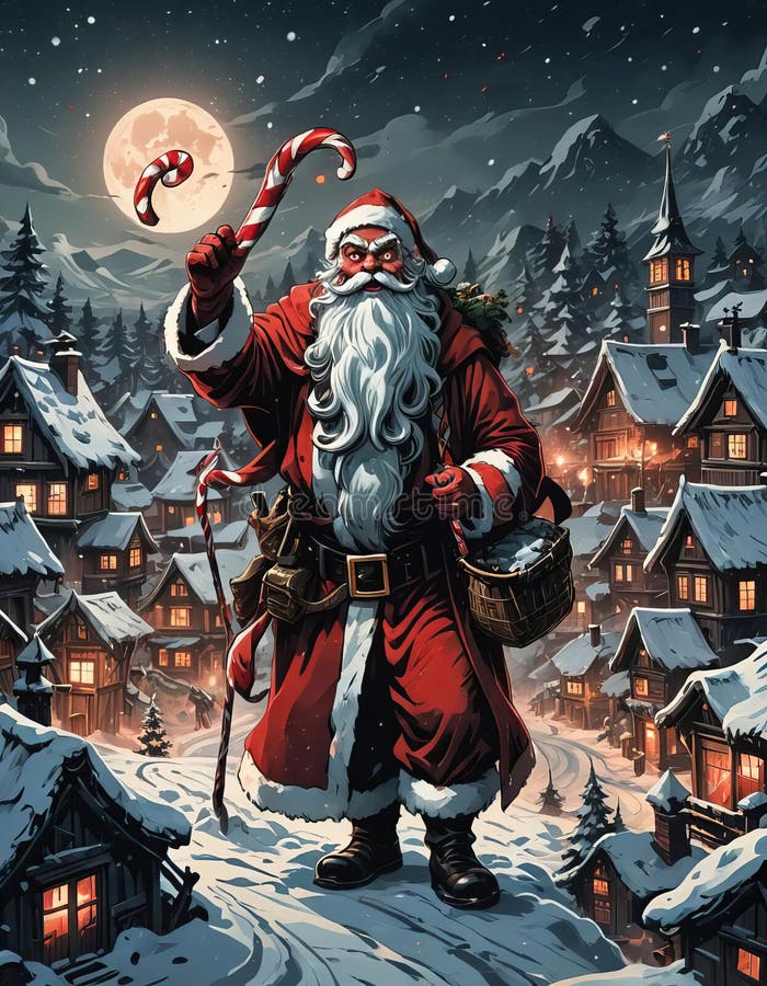 Evil Scary Ominous Santa Clause, Retro, Artwork Stock Illustration ...