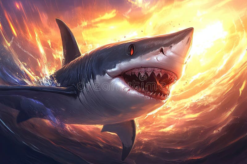 Evil Shark Flying Animal Illustration Caricature Generative AI Stock ...