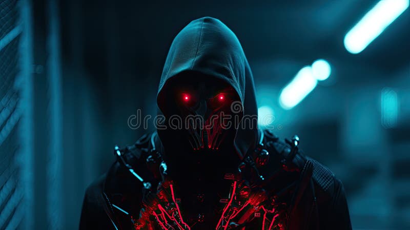 Evil Skeleton Robot in Metal Armor. Skull of Futuristic Evil Cyborg in ...