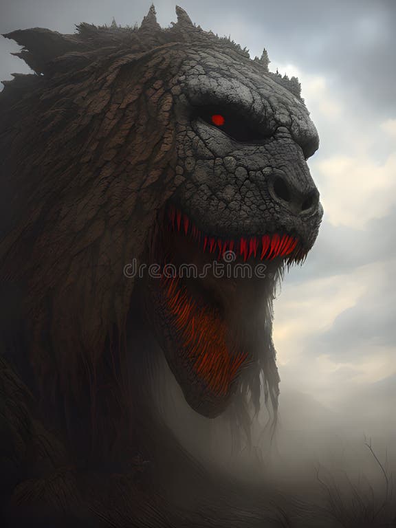 Evil Stone Monster in the Dark, Ai Generated Stock Illustration ...