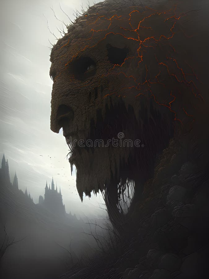 Evil Stone Monster in the Dark, Ai Generated Stock Illustration ...
