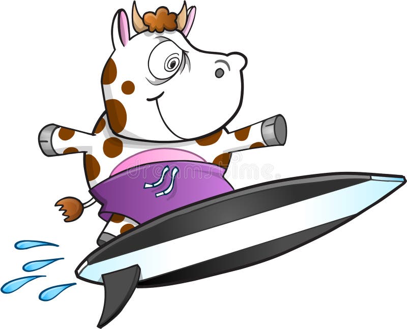 Evil Surfing Cow Vector stock vector. Illustration of cartoon - 49185780