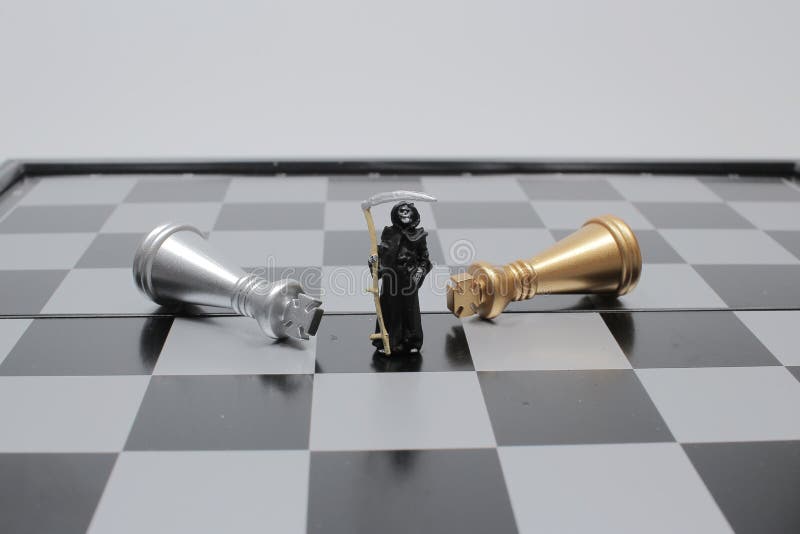 An Evil Surrounded with Chess Pieces on Chess Board Stock Image - Image ...