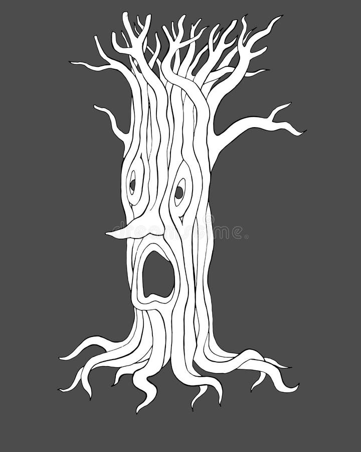 Evil tree for Halloween stock illustration. Illustration of filling ...