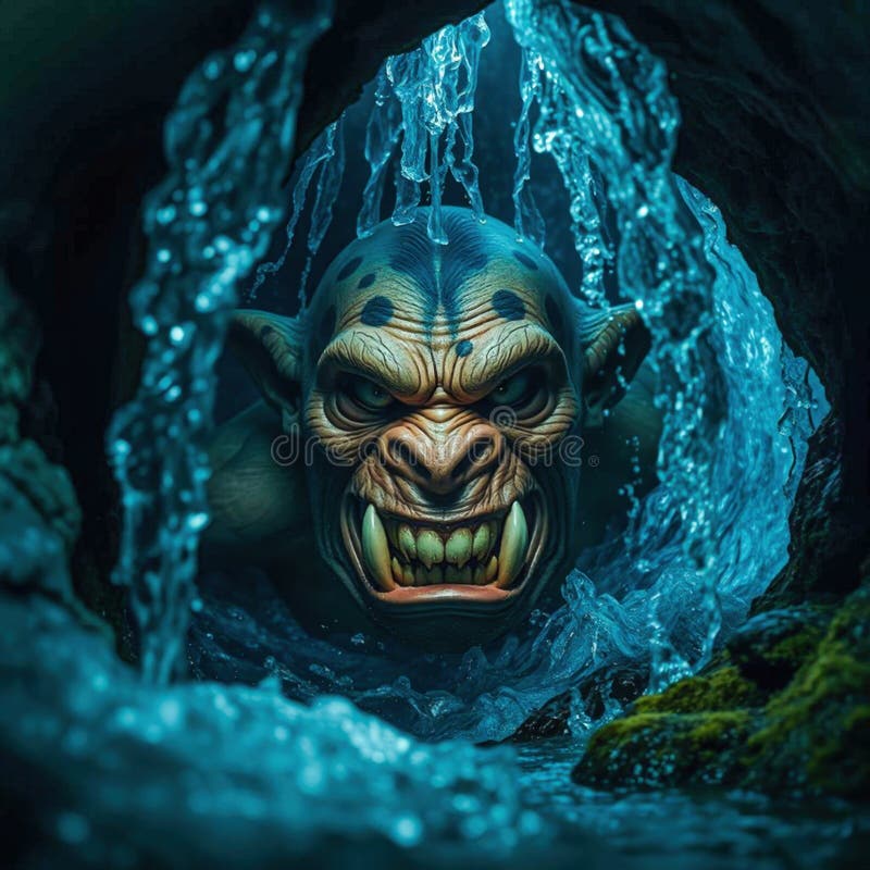 Evil troll in the cave. stock illustration. Illustration of magic - 384023411