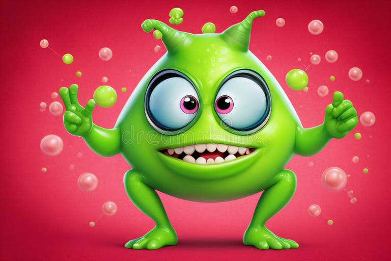 An Evil Virus Character with a Comical Expression Stock Illustration ...