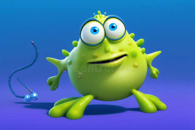 An Evil Virus Character with a Comical Expression Stock Illustration ...