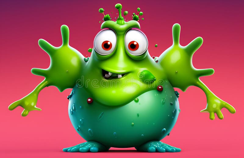 An Evil Virus Character with a Comical Expression Stock Illustration ...