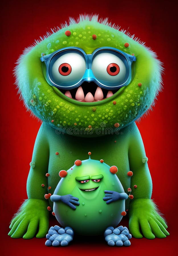 An Evil Virus Character with a Comical Expression Stock Illustration ...