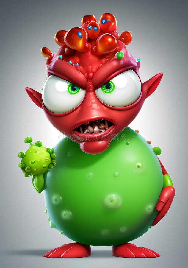 A Dangerous and Ugly Virus Character with a Hilarious Expression Stock ...