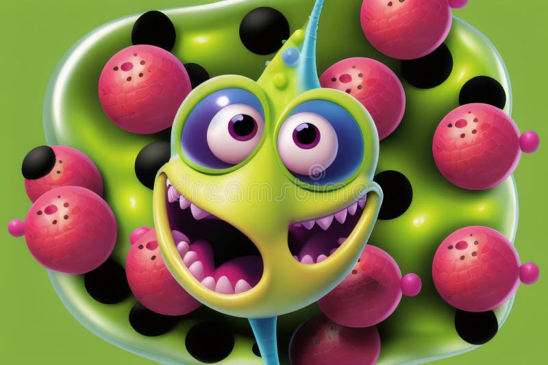 An Evil Virus Character with a Comical Expression Stock Illustration ...