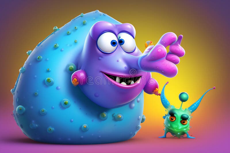 An Evil Virus Character with a Comical Expression Stock Illustration ...