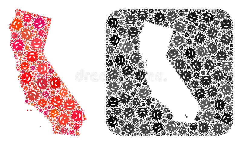 Map of California - Virus Mosaic with Subtracted Space Stock Vector ...