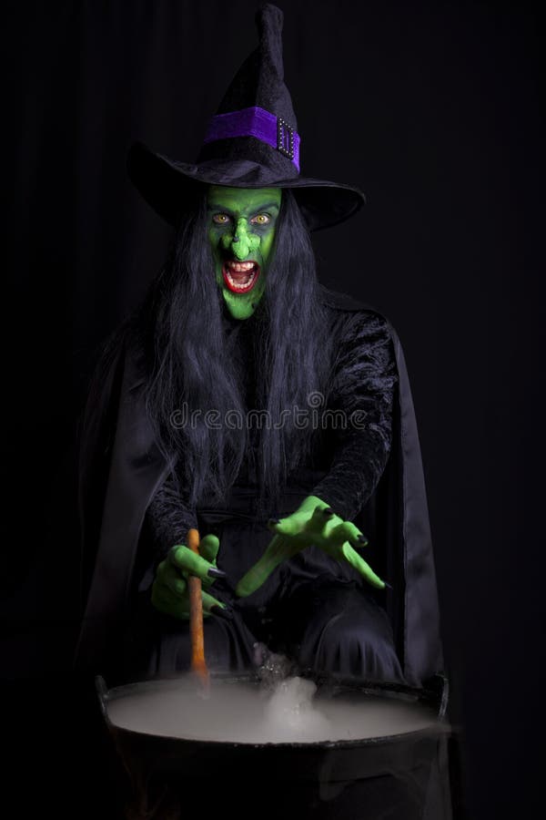 Evil witch on a broomstick stock image. Image of horror - 16505983