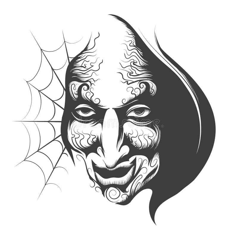 Evil Wizard Face stock vector. Illustration of drawing - 150623868