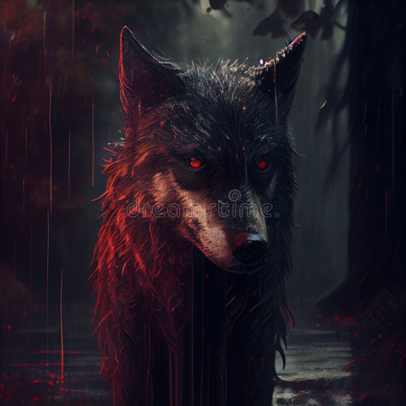 Red Eyed Black Wolf